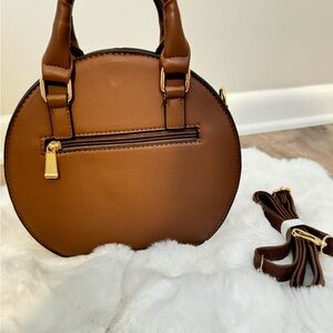 Bags | Brown Rose Swirl Design Flower Faux Leather Handbag Shoulder Bag ...